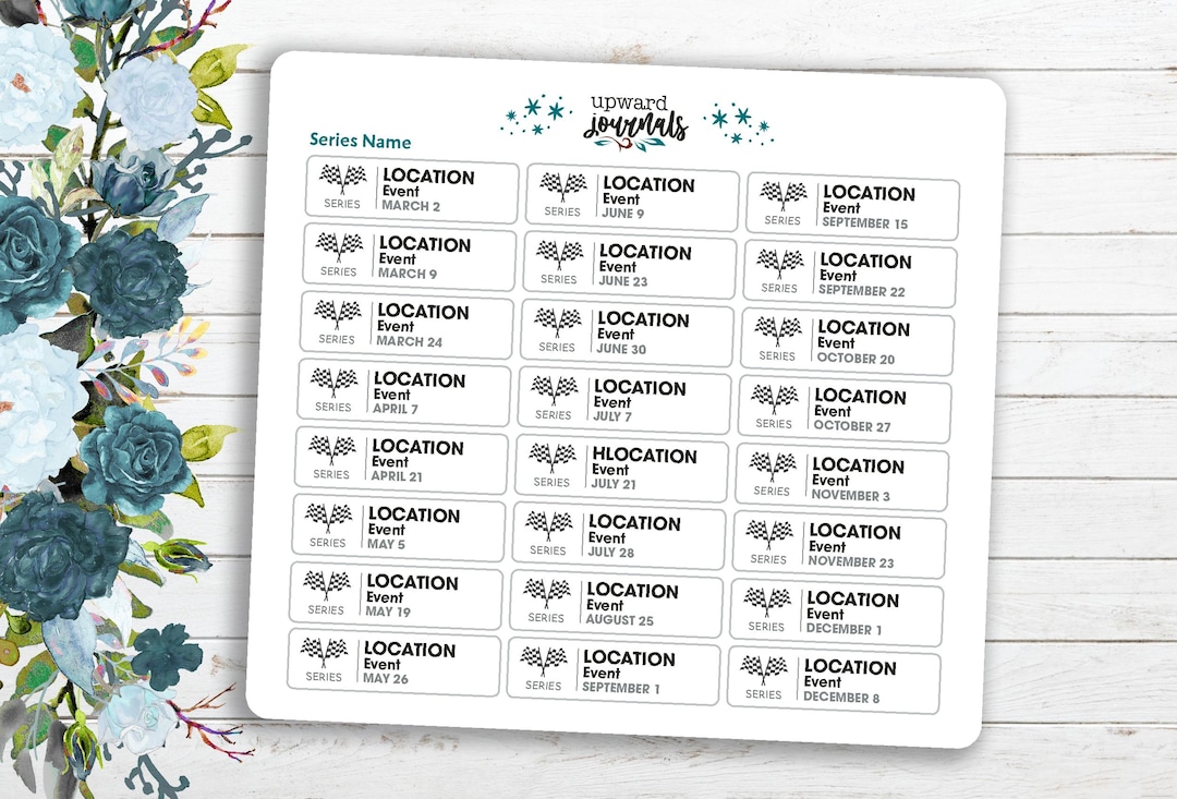 2026 Auto Racing Schedule Planner|calendar Stickers ~ Any Series ...