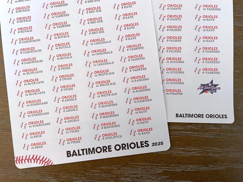 2026 Baseball Schedule Planner | Calendar Stickers: Regular Season ...