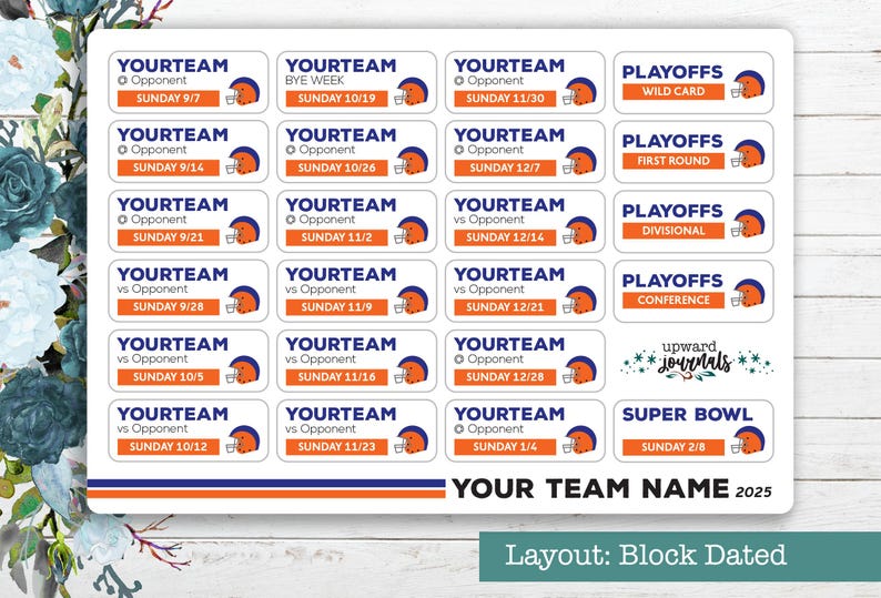 2026 Football Schedule Planner|calendar Stickers, Choose A Team (dated ...