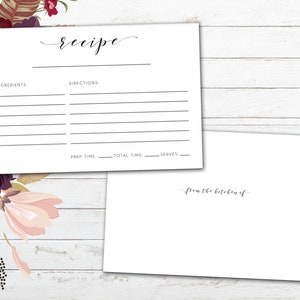 Elegant Recipe Card Template: 4x6 Printable PDF (digital Download) - Etsy