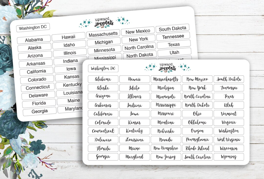 50 States Stickers Trip Planning Stickers Travel Journals Scrapbooking ...