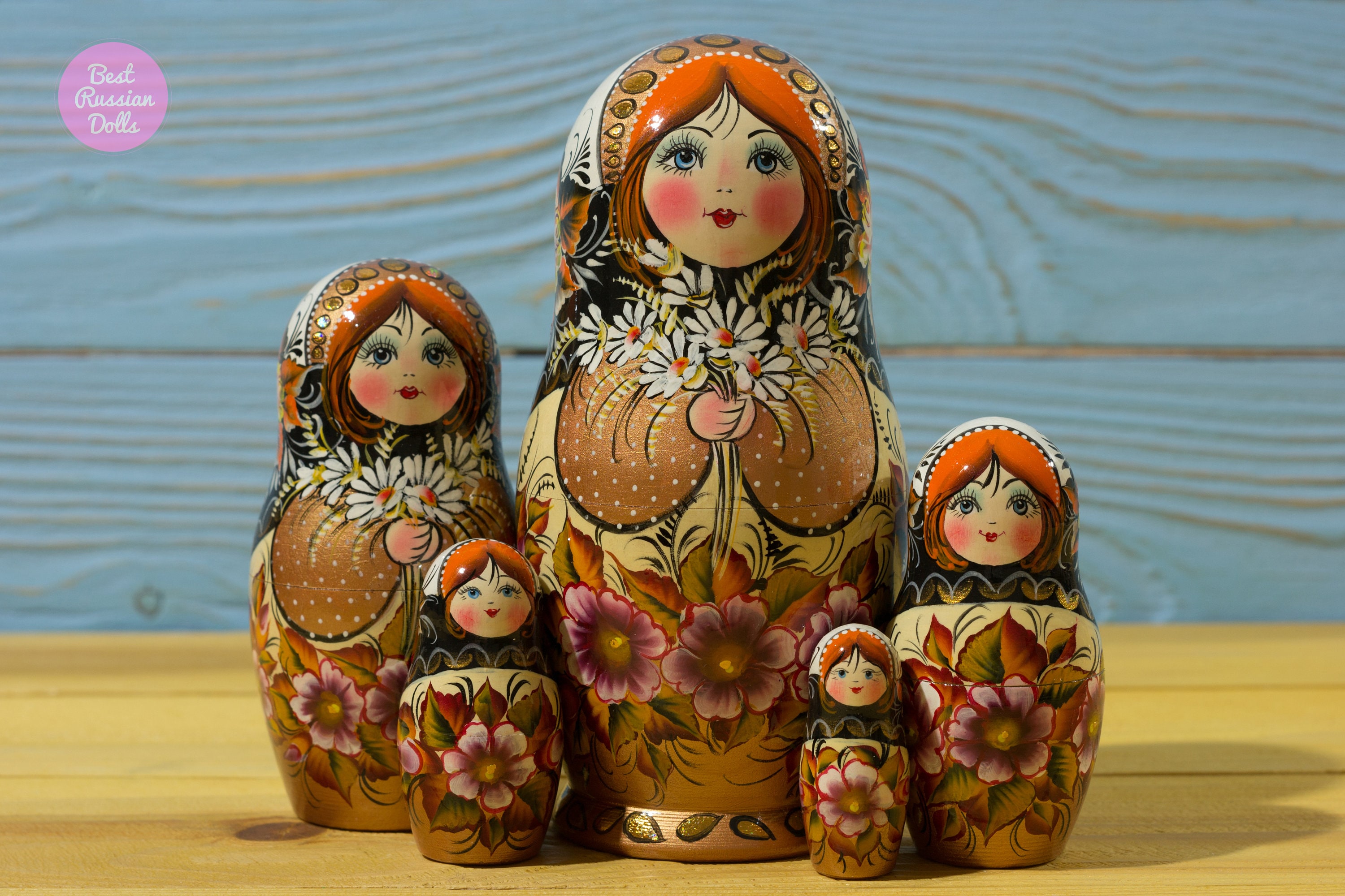 Russian Babushka in Black White and Gold Gift Idea for Her | Etsy