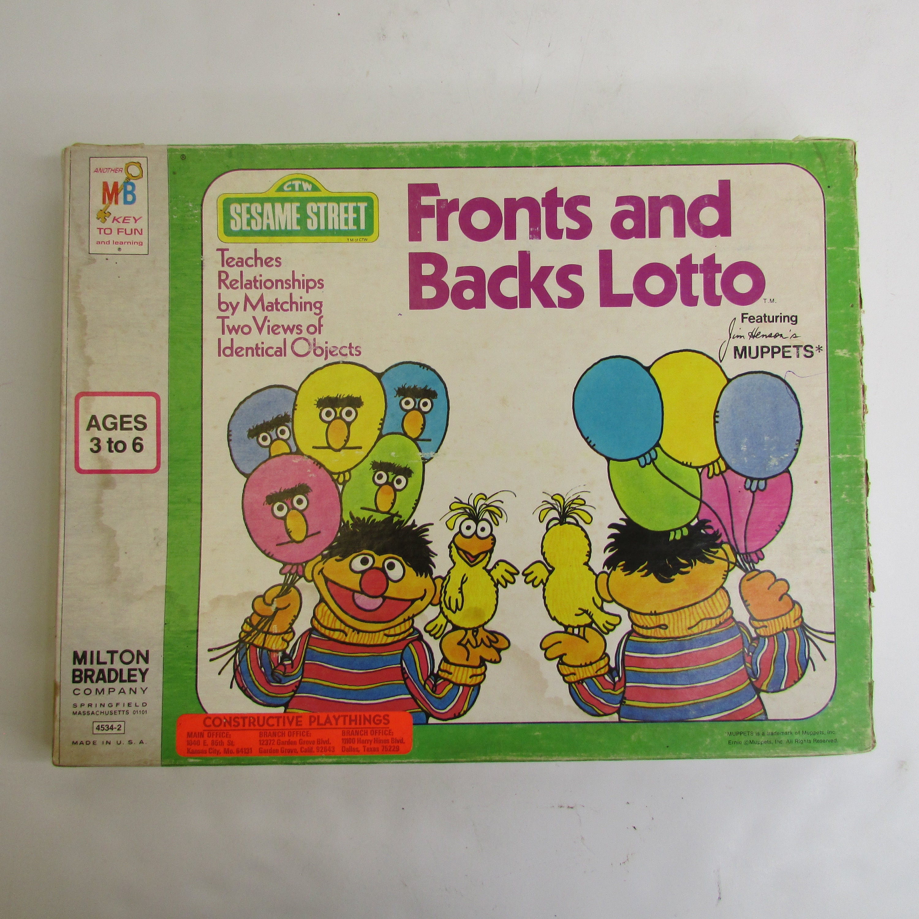 Vintage 1975 Sesame Street "fronts and Backs Lotto" Bingo Game//muppets ...