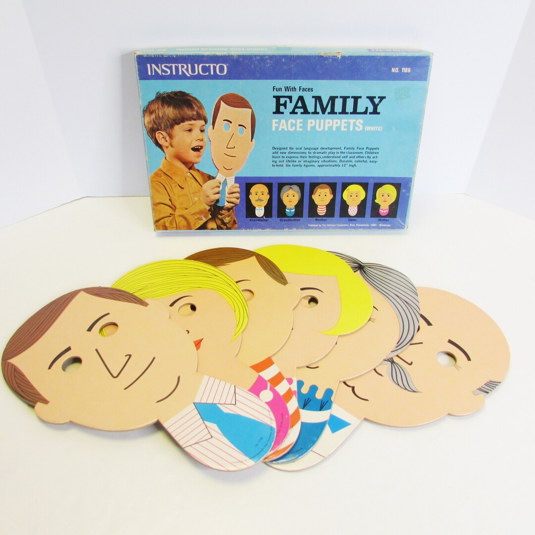 Vintage Instructo FAMILY FACE Puppets No. 1185//fun With Faces Oral ...