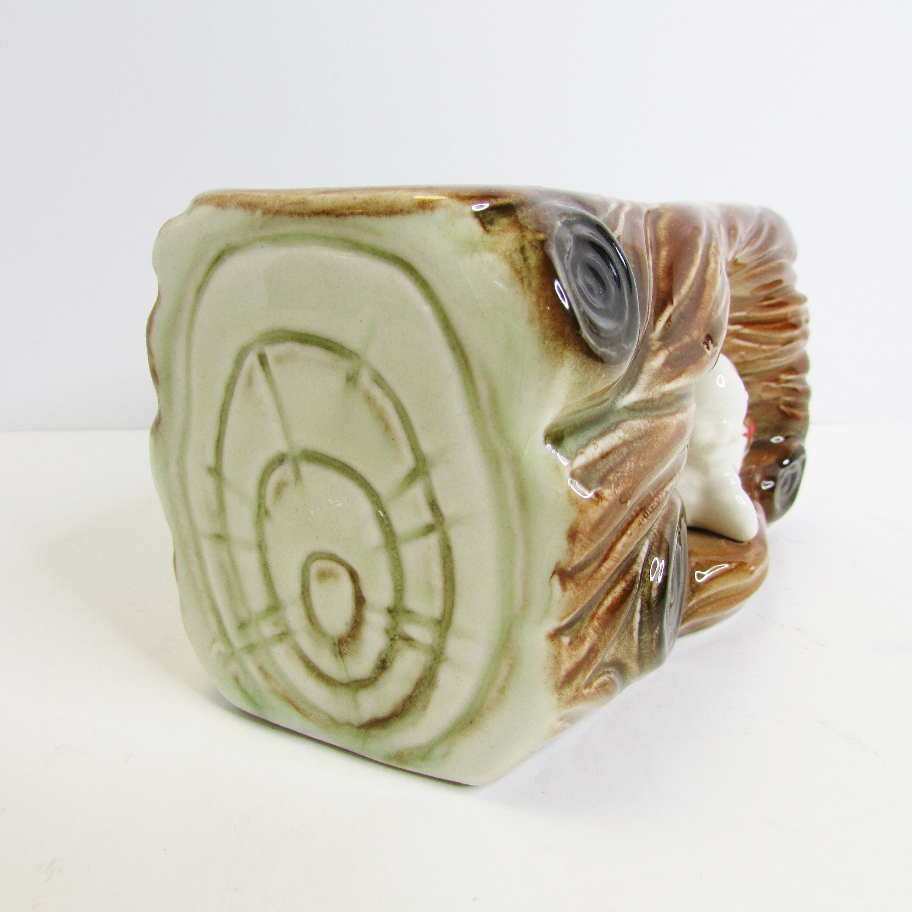 Vintage Ceramic Planter Tree Log With Pixie Elf Wood - Etsy