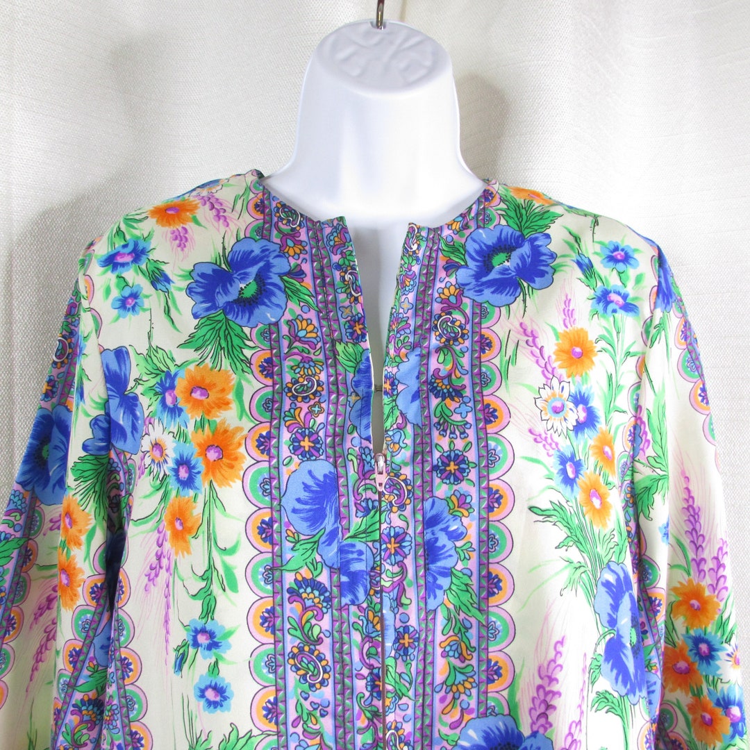 Vintage Keyloun House Dress Robe Caftan Size M//colorful Floral Design ...