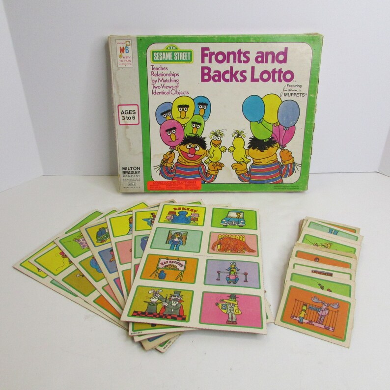 Vintage 1975 Sesame Street fronts and Backs Lotto Bingo Game//muppets ...