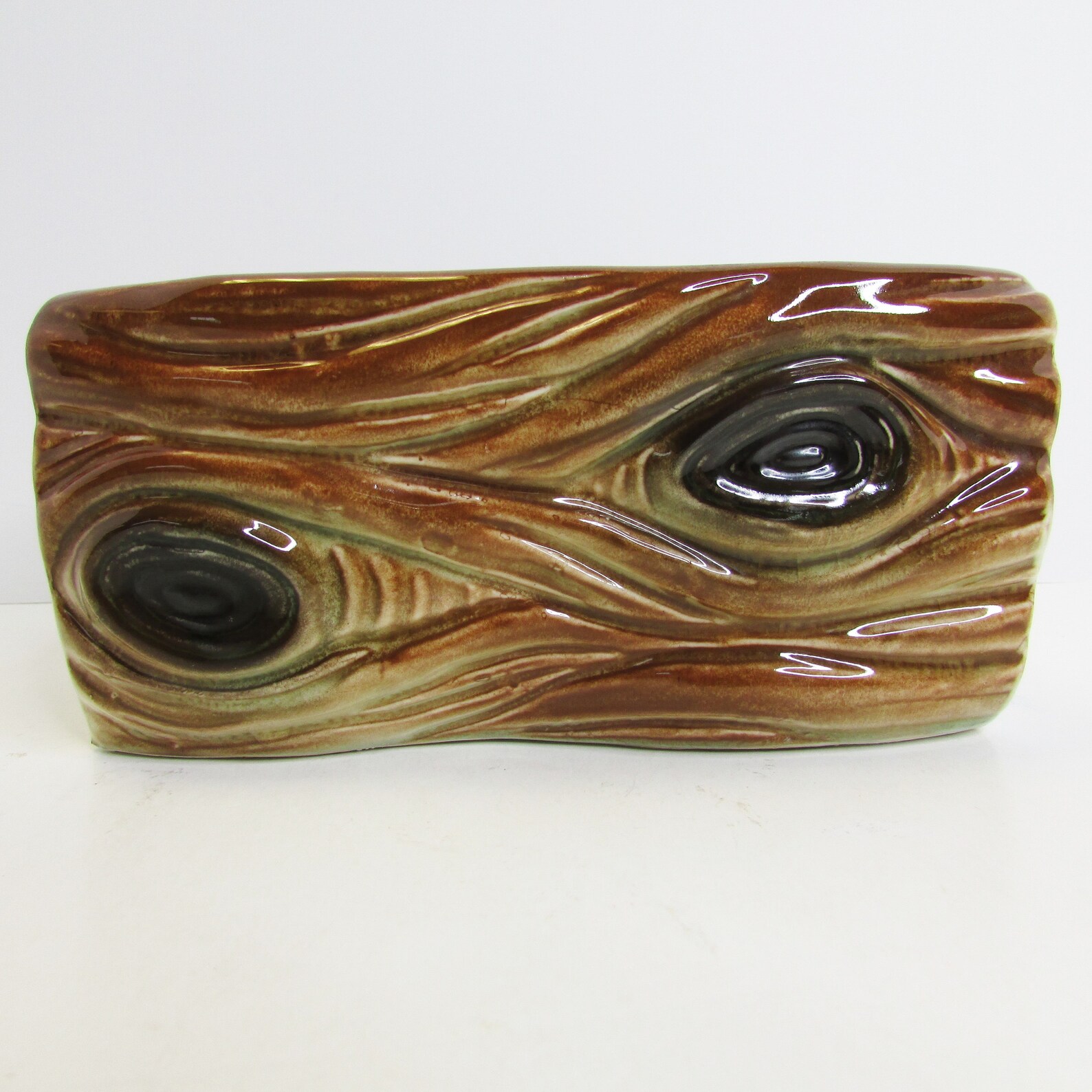 Vintage Ceramic Planter Tree Log With Pixie Elf Wood | Etsy