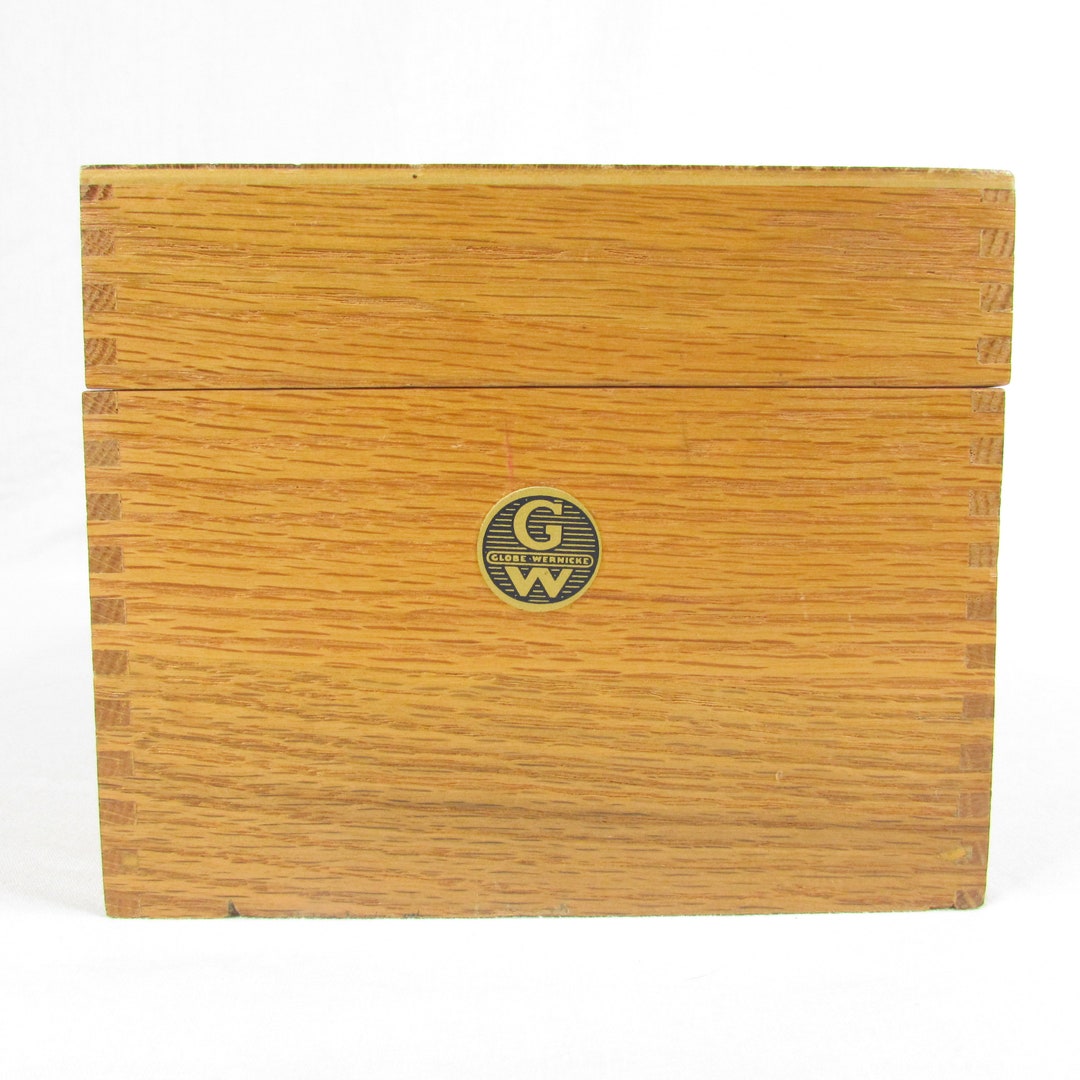 Vintage Globe Wernicke Dovetail Wood File Box Peerless Tray 7410C ...