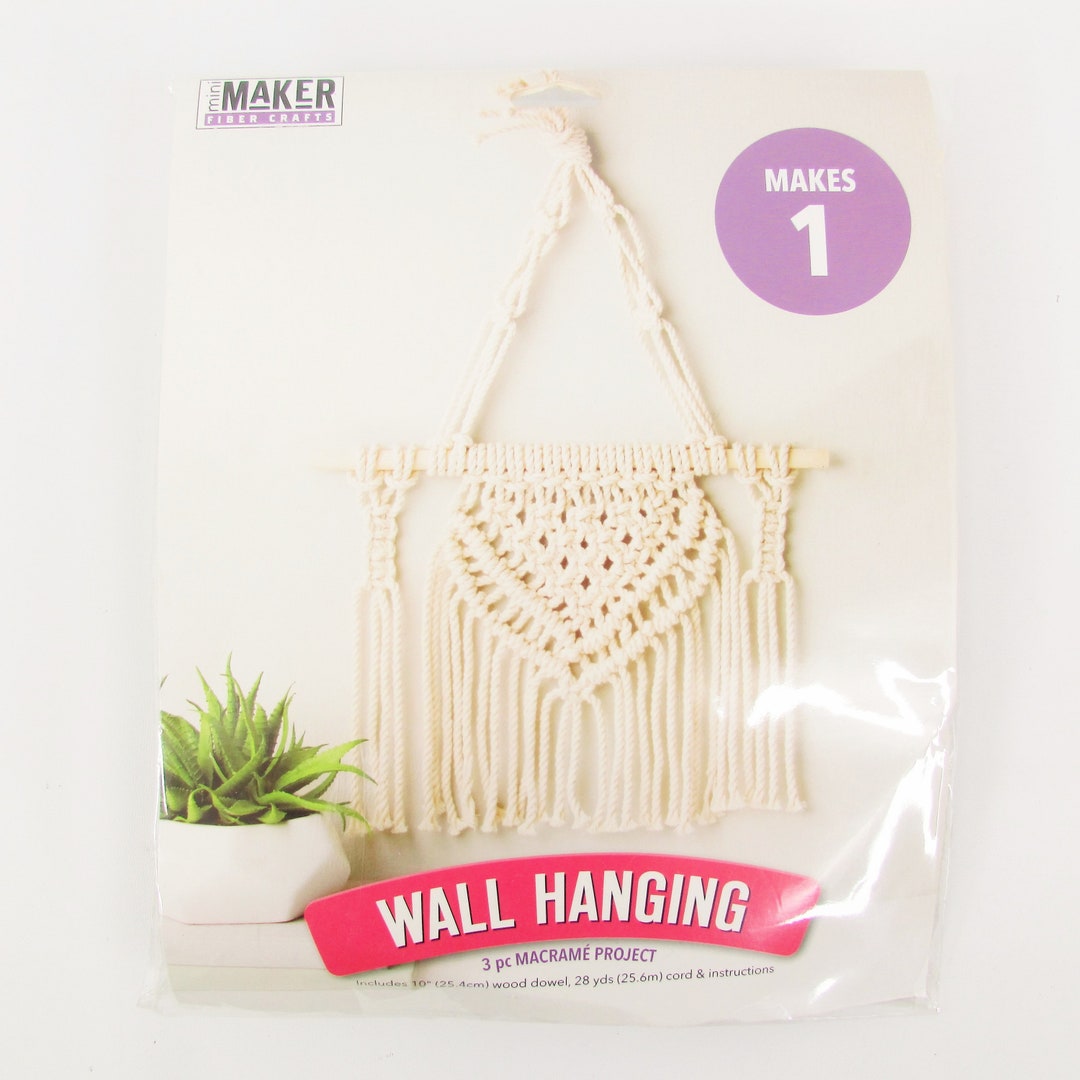 3 Pc Macrame Project Wall Hanging Kit//mini Maker Fiber Crafts Leisure ...