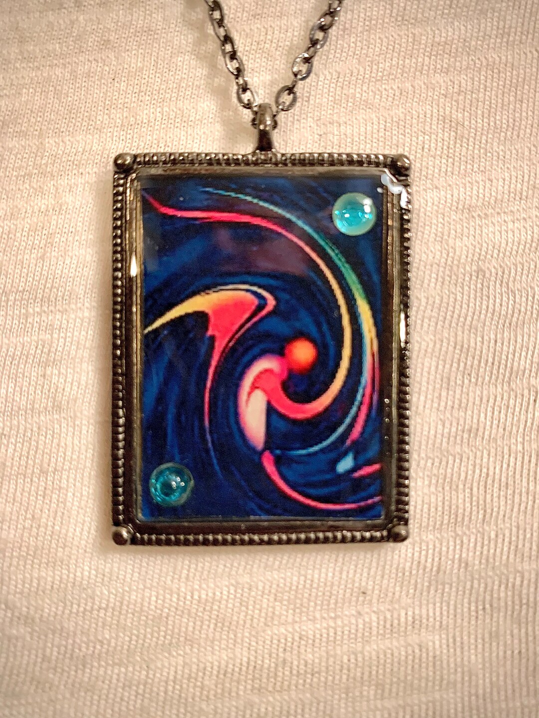 Neon Abstract Gargoyle Resin Bezel Pendant Necklace - Etsy