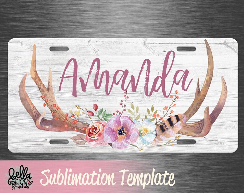 BOHO Sublimation License Plate Template Car Tag Template Etsy