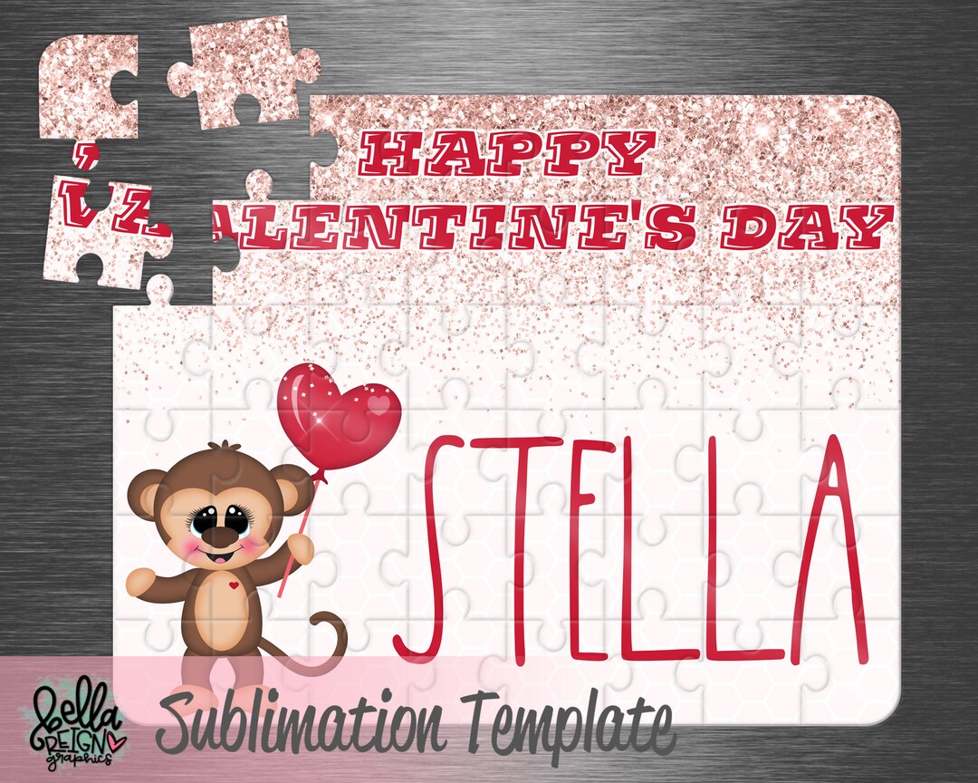 Valentine's Day Puzzle Sublimation Design - Monkey Puzzle Template ...