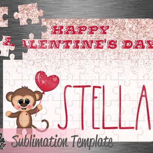 Valentine's Day Puzzle Sublimation Design - Monkey Puzzle Template ...