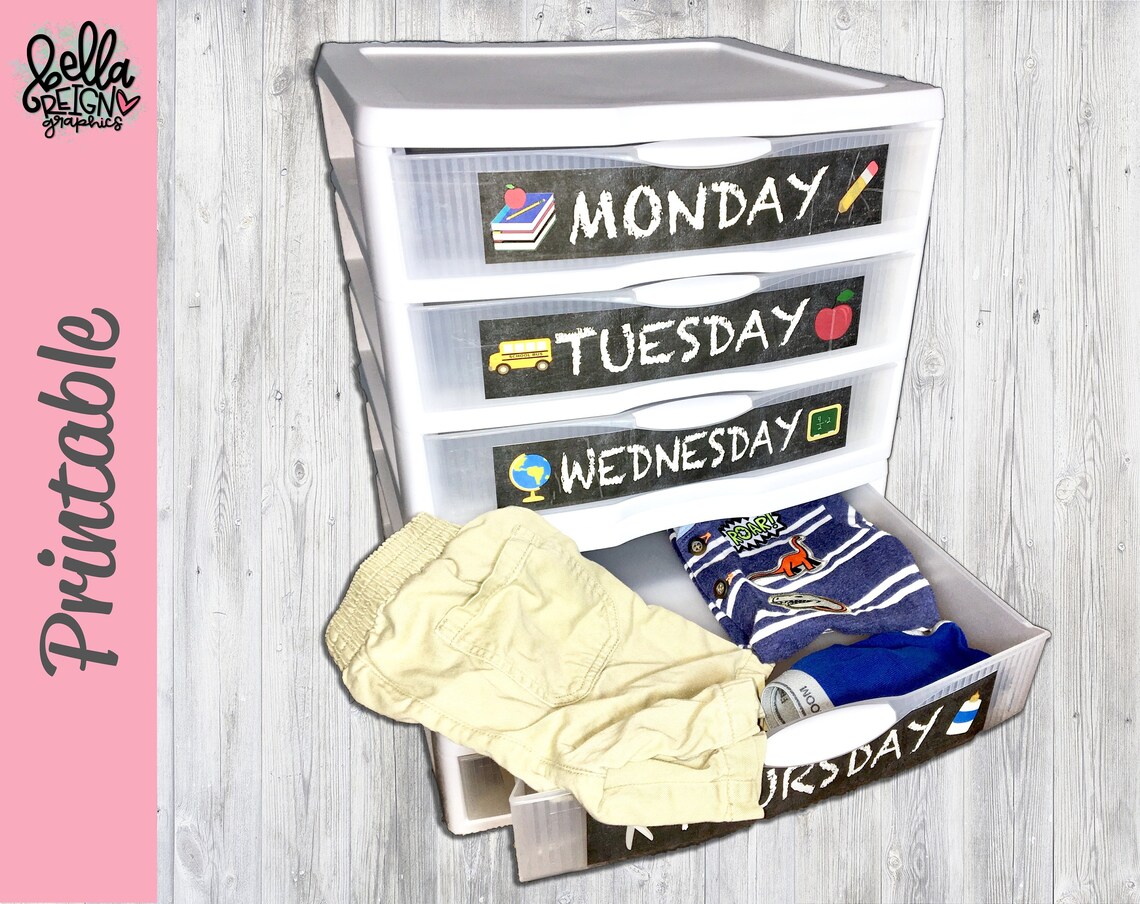 Chalk Board School Themed Days of the Week Lables Tags | Etsy