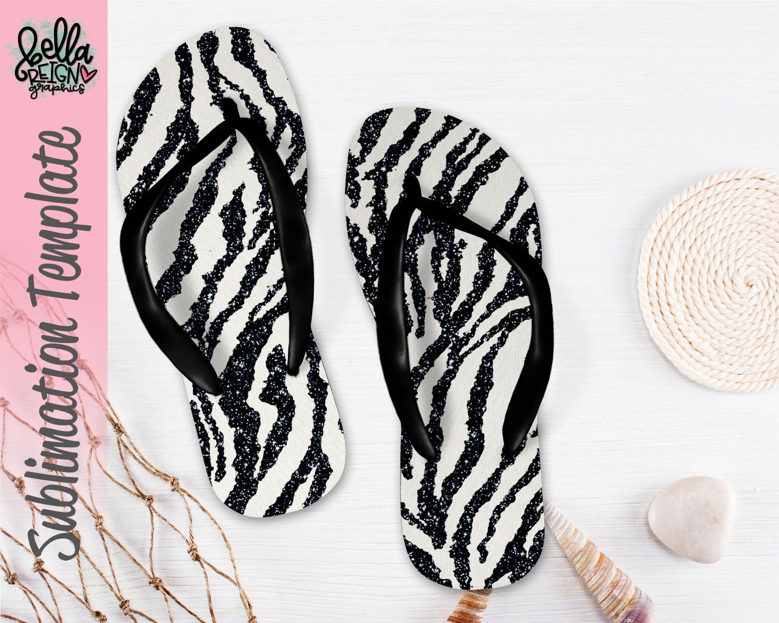 Sublimation Flip Flop Design Zebra Print Flip Flop Template - Etsy