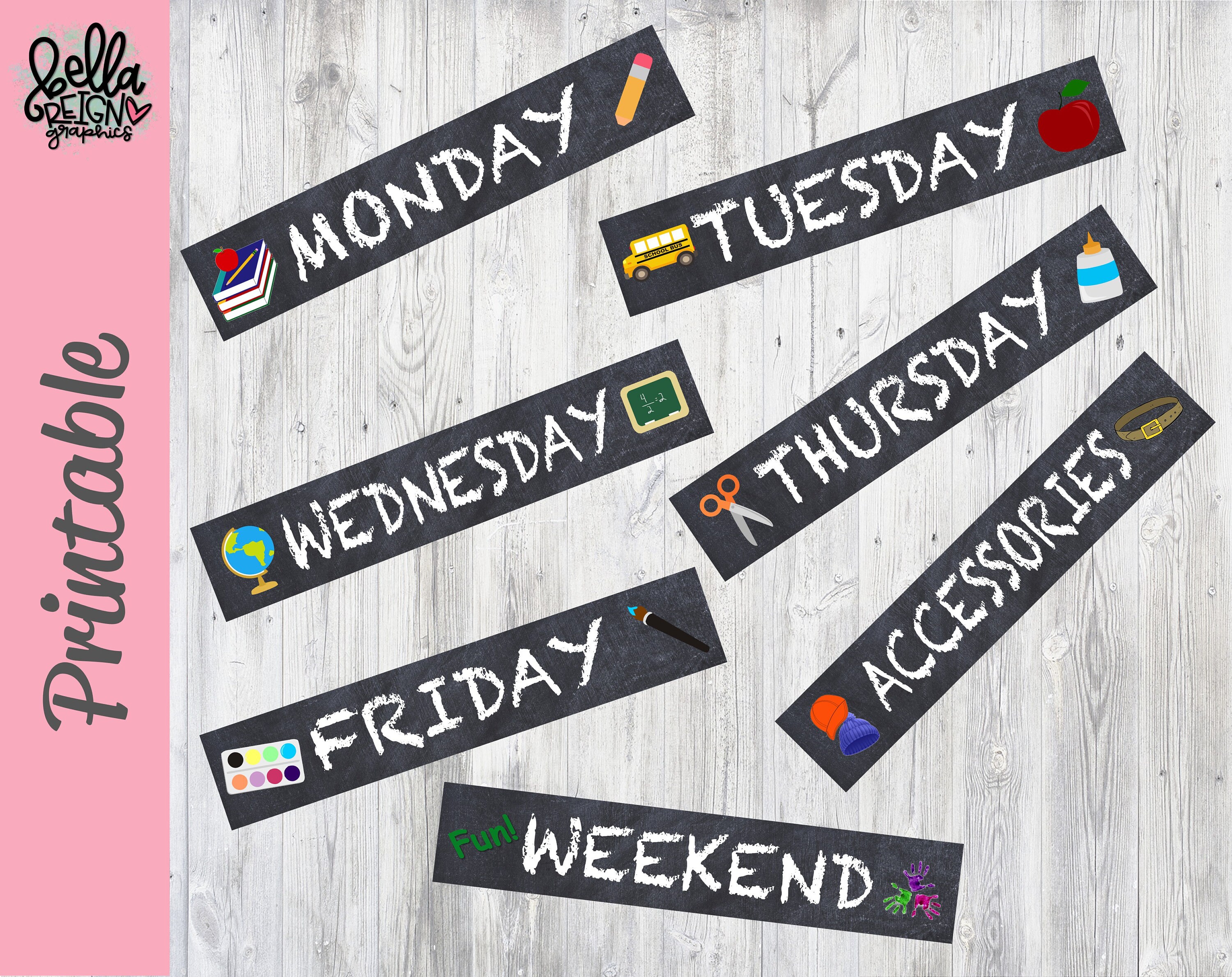 Chalk Board School Themed Days of the Week Lables Tags - Etsy