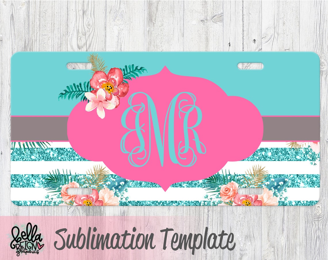 Sublimation License Plate Template - Car Tag Template - Tropical ...