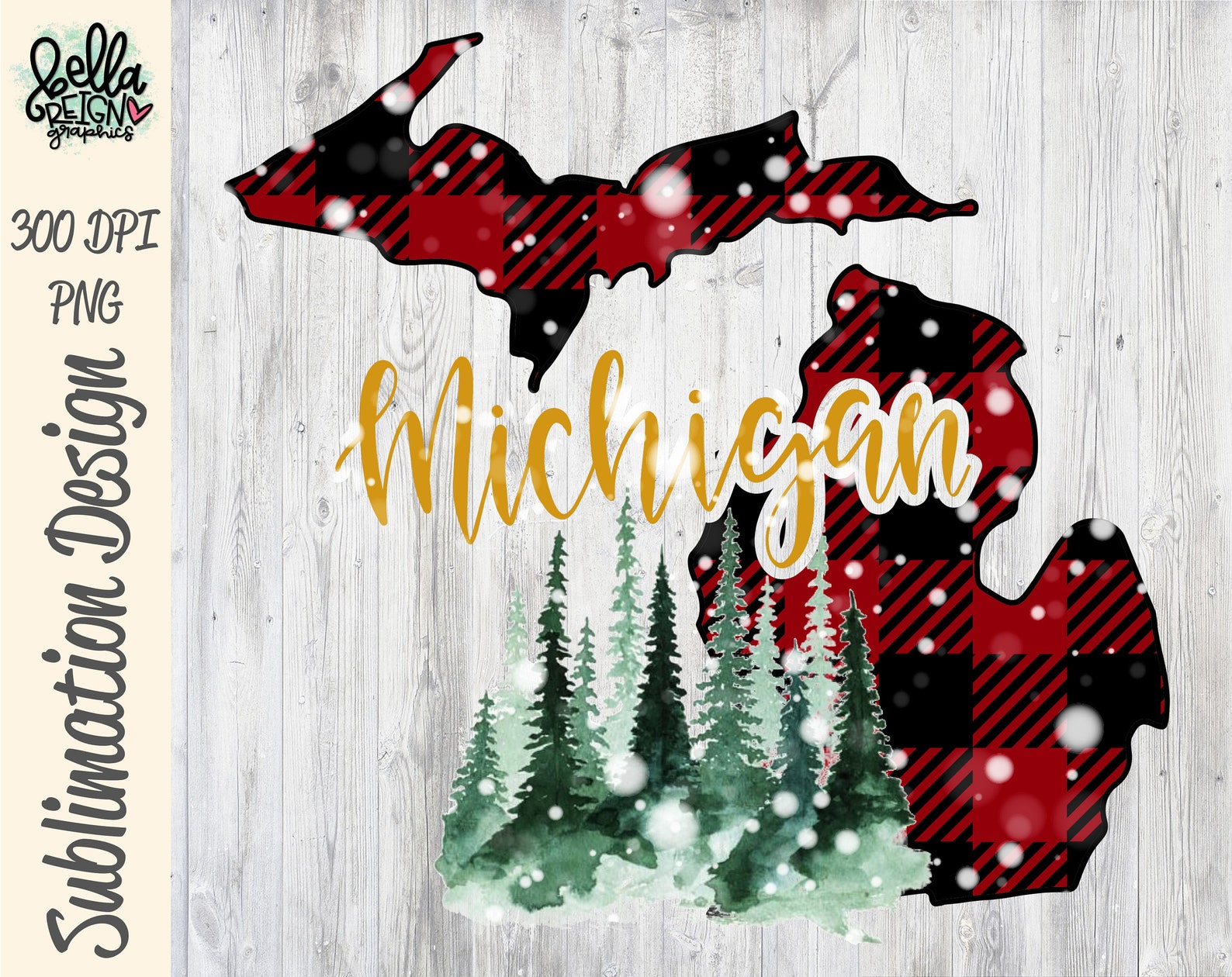 Buffalo Plaid State Printable Sublimation Michigan Buffalo - Etsy