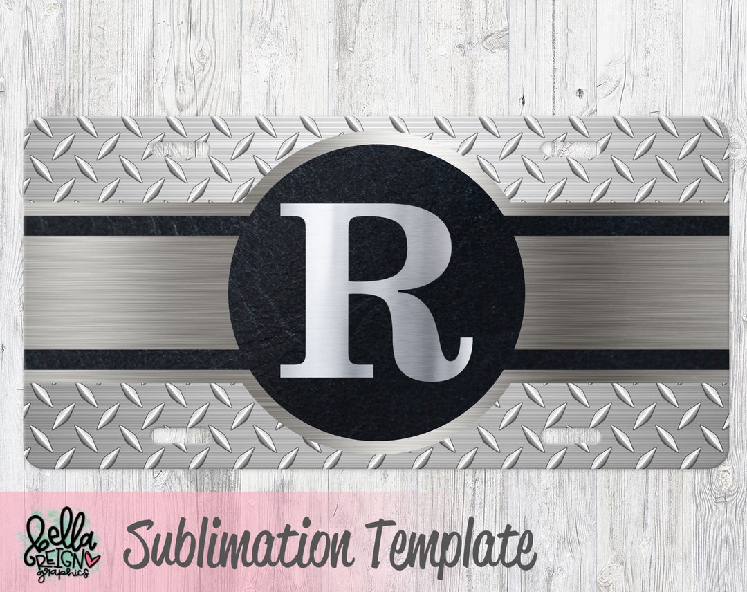 Mens License Plate Design - Diamond Plate Sublimation Template - Car ...
