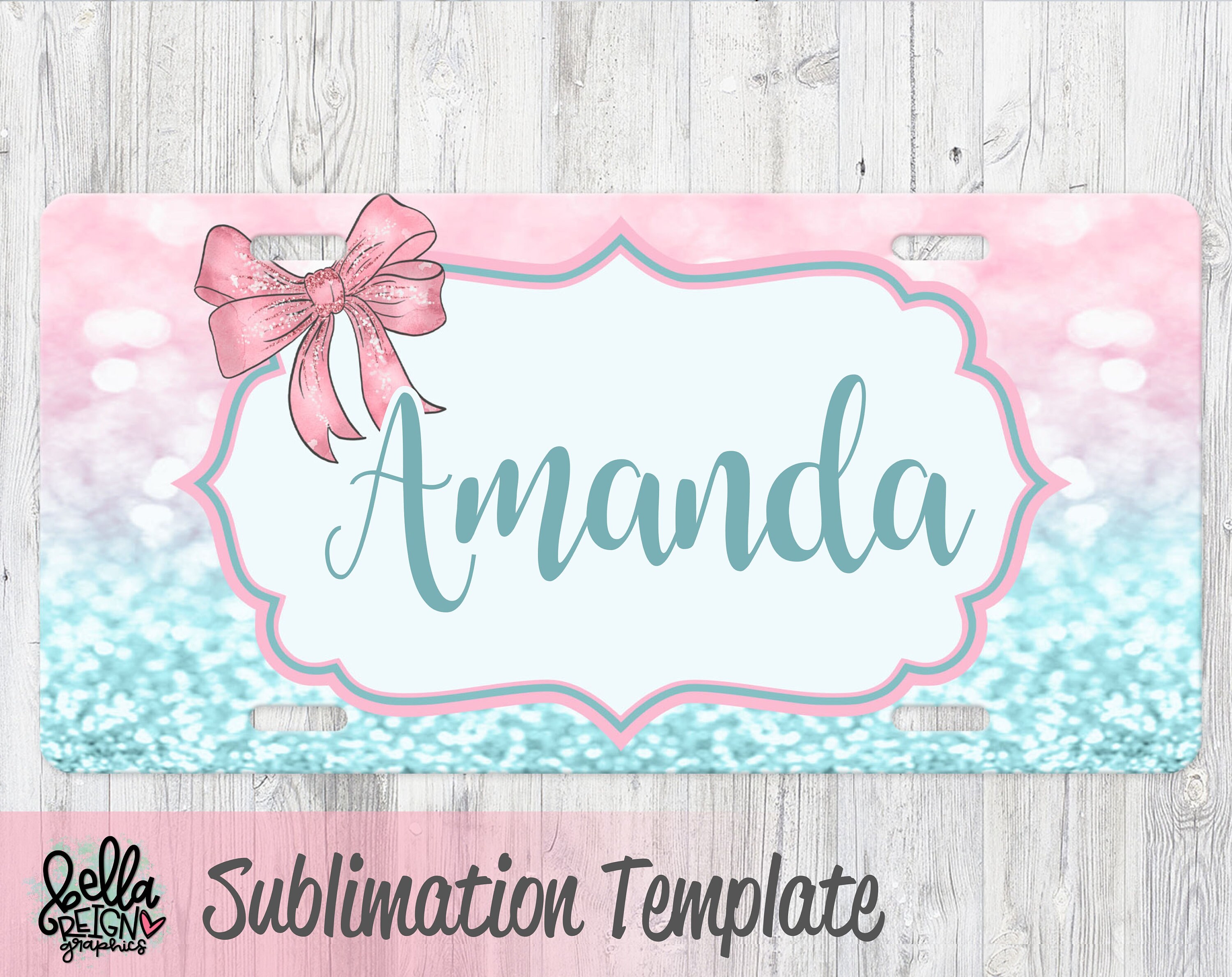 Sublimation License Plate Template - Car Tag Template - Pastel Glitter ...