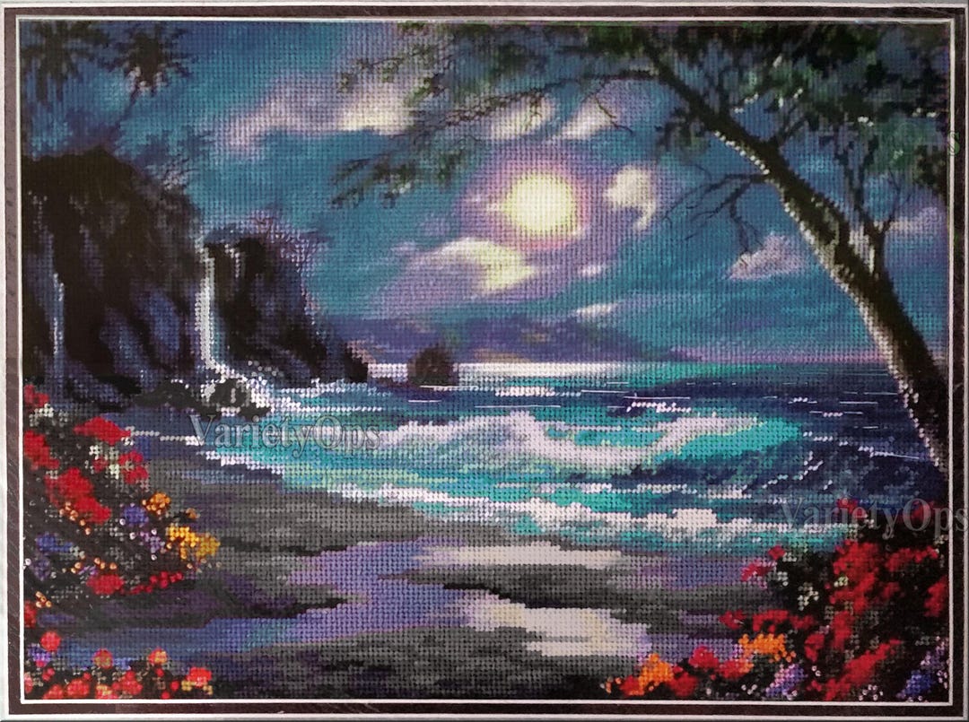 MOONLIT TIDE Needlepoint KIT Dimensions 16x12 Inches Tropical, Sea ...