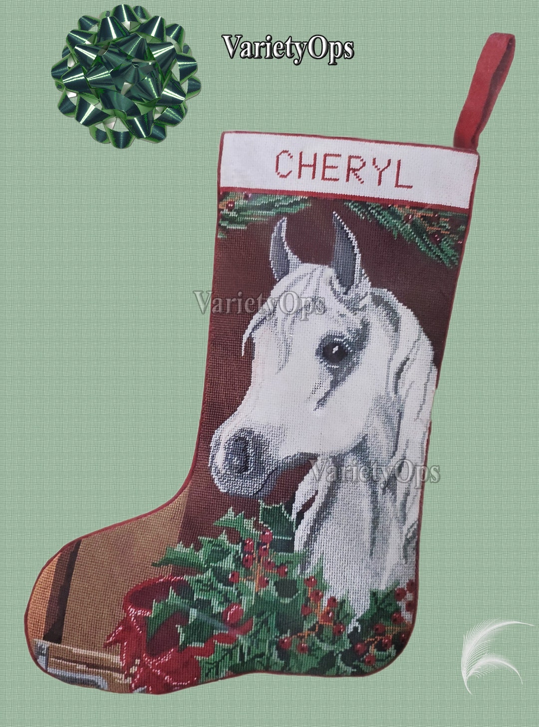 Vintage ARABIAN HORSE Stocking Needlepoint KIT by Candamar Something ...