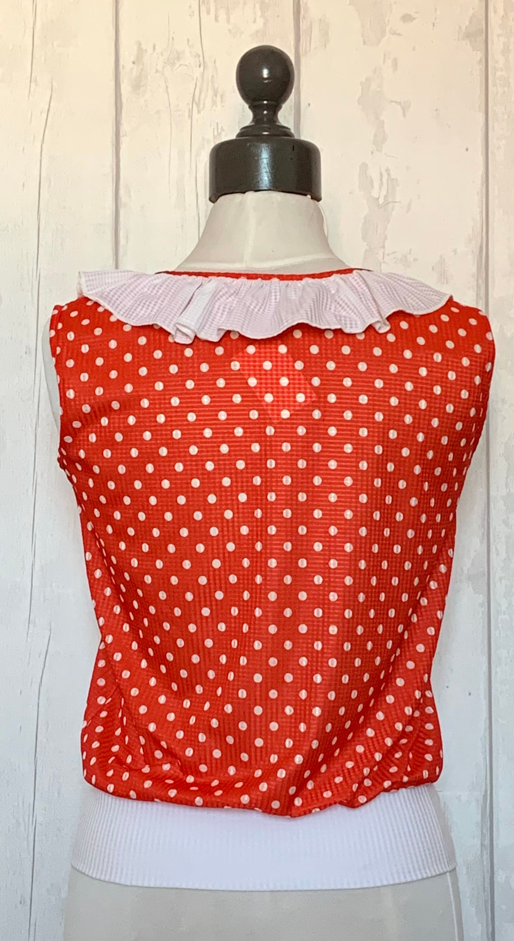 Vintage Retro 1970s Red White Polka Dot Summer Top Rockabilly - Etsy