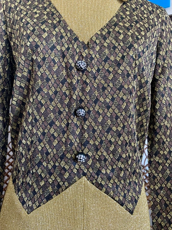 Original 60s Mod Modette Gold Dagger Collar Party Dre… - Gem