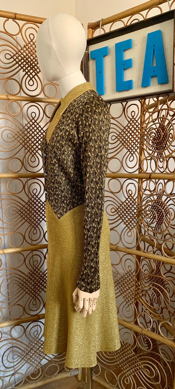 Original 60s Mod Modette Gold Dagger Collar Party Dre… - Gem