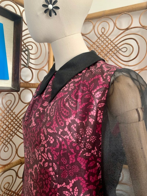 Vintage 60s Handmade Modette Mod Dagger Collar Dress - Gem