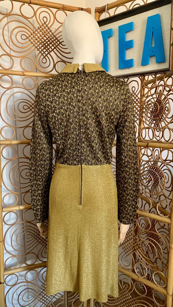 Original 60s Mod Modette Gold Dagger Collar Party Dre… - Gem