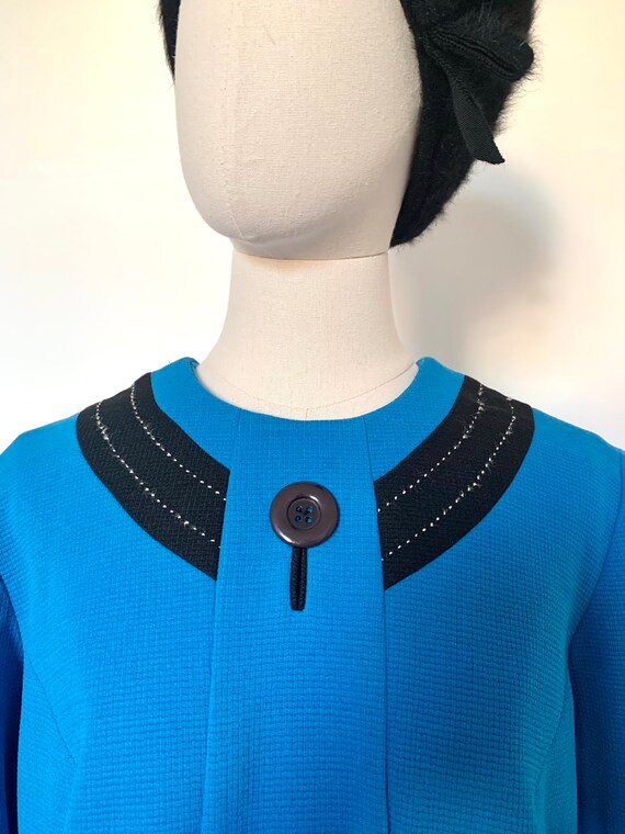 1960s Turquoise Black Crimplene Mod Modette Scooter D… - Gem