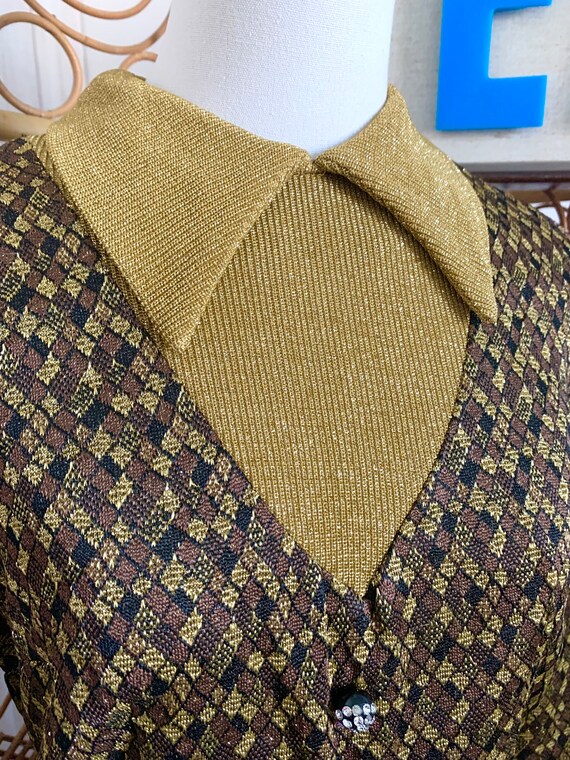 Original 60s Mod Modette Gold Dagger Collar Party Dre… - Gem