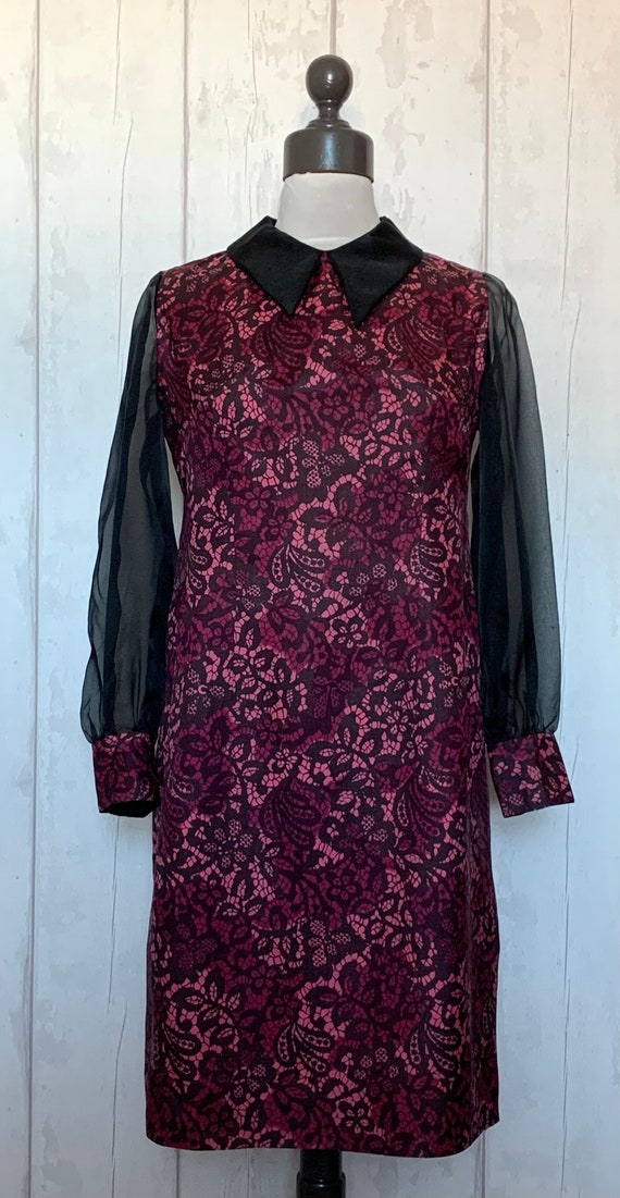 Vintage 60s Handmade Modette Mod Dagger Collar Dress - Gem