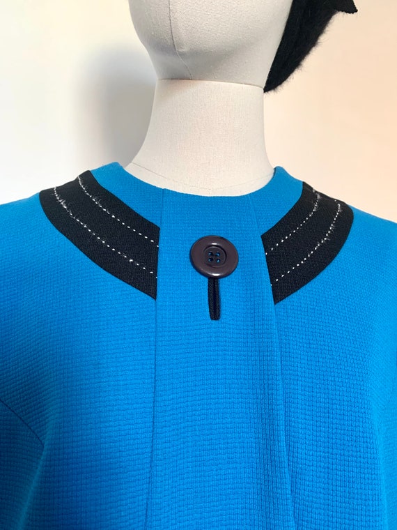 1960s Turquoise Black Crimplene Mod Modette Scooter D… - Gem