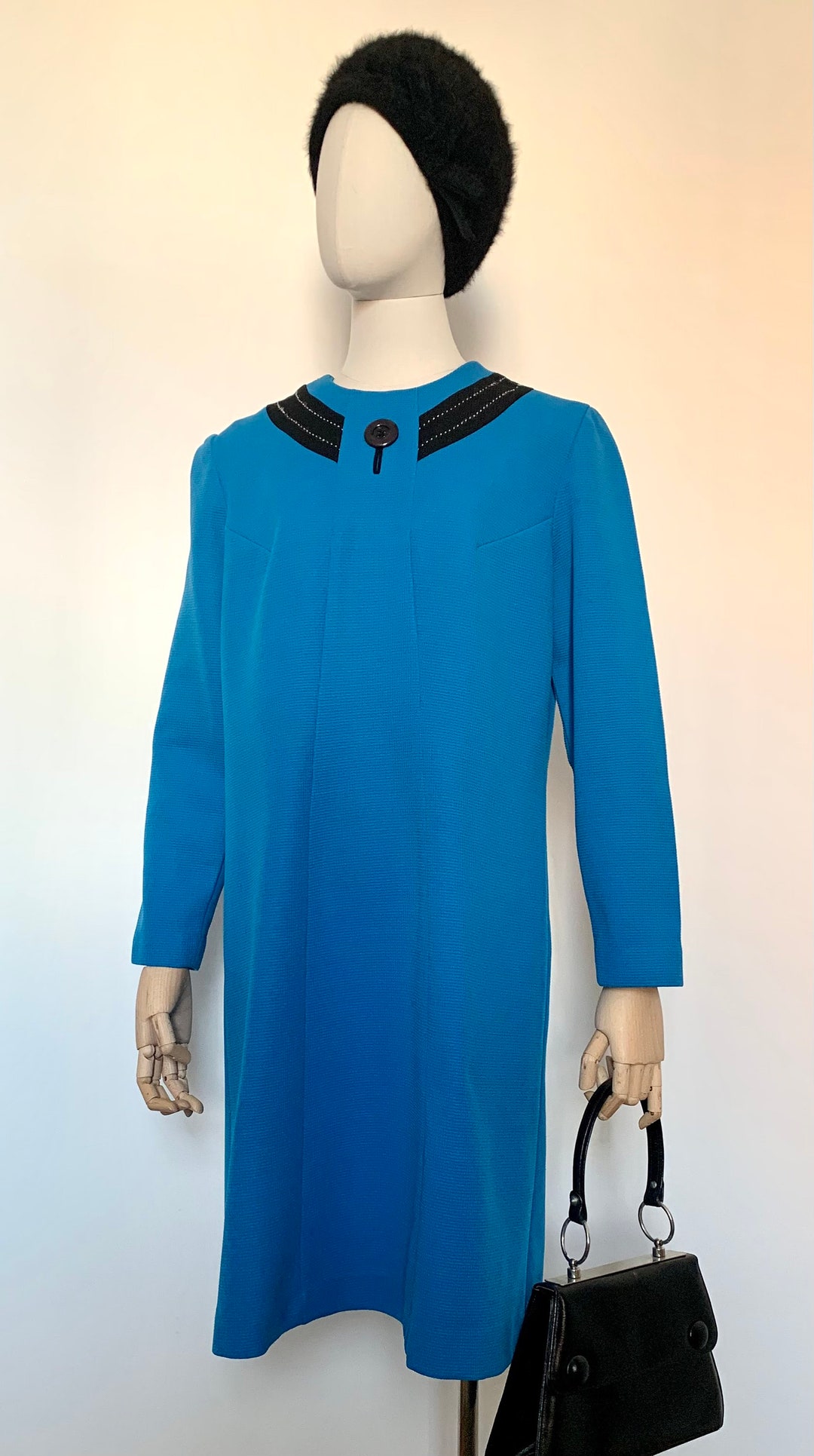 1960s Turquoise Black Crimplene Mod Modette Scooter Dress - Etsy