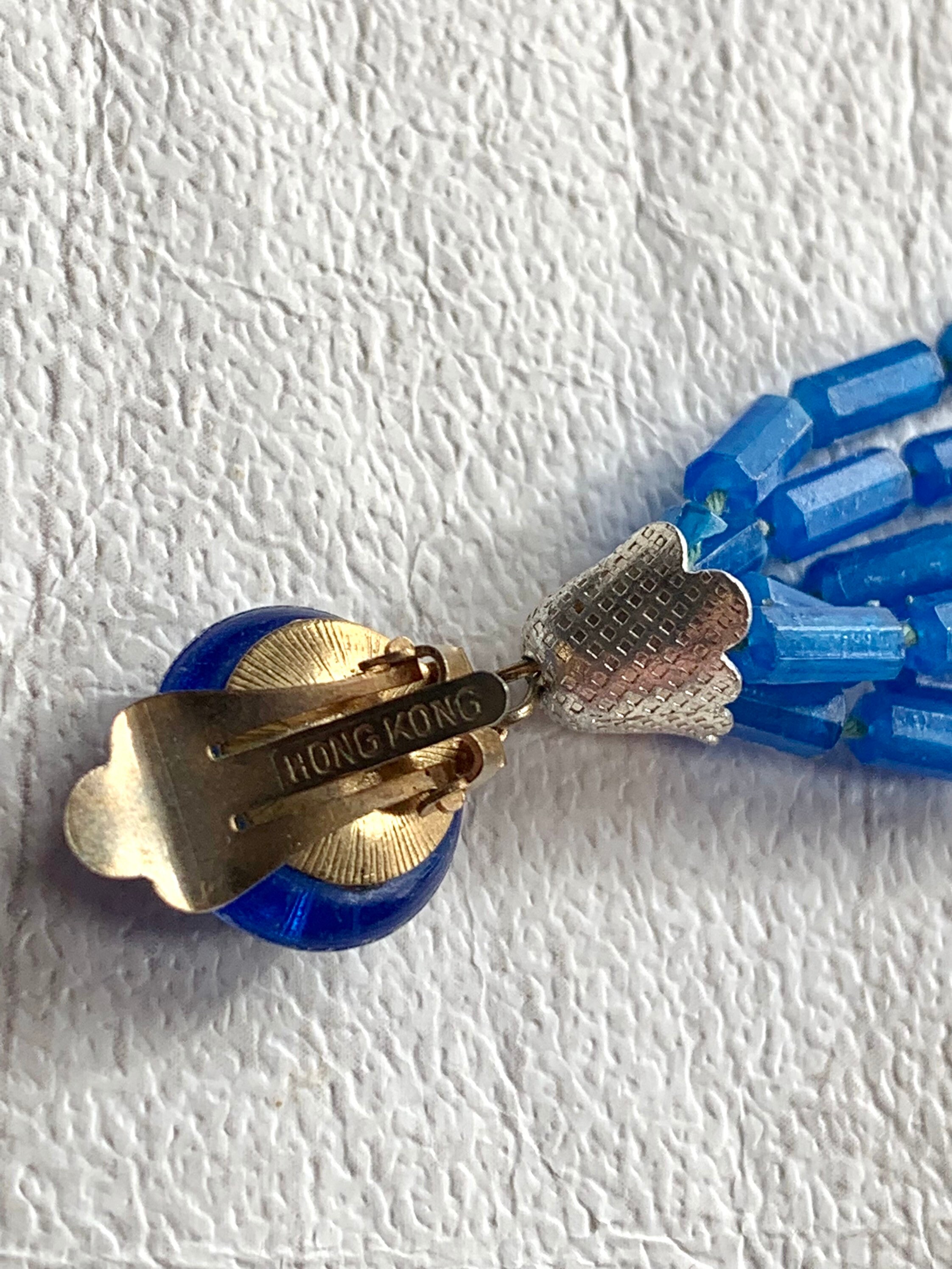 1950s 60s Clip on Royal Blue Dangly Earrings Mod Girl Modette - Etsy