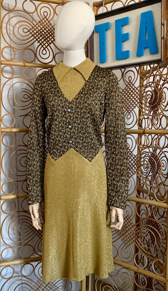 Original 60s Mod Modette Gold Dagger Collar Party Dress - Etsy