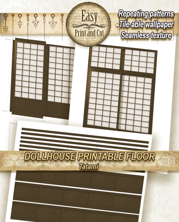 Miniature Printable Japanese Paper Door With Wood Panel and - Etsy Canada