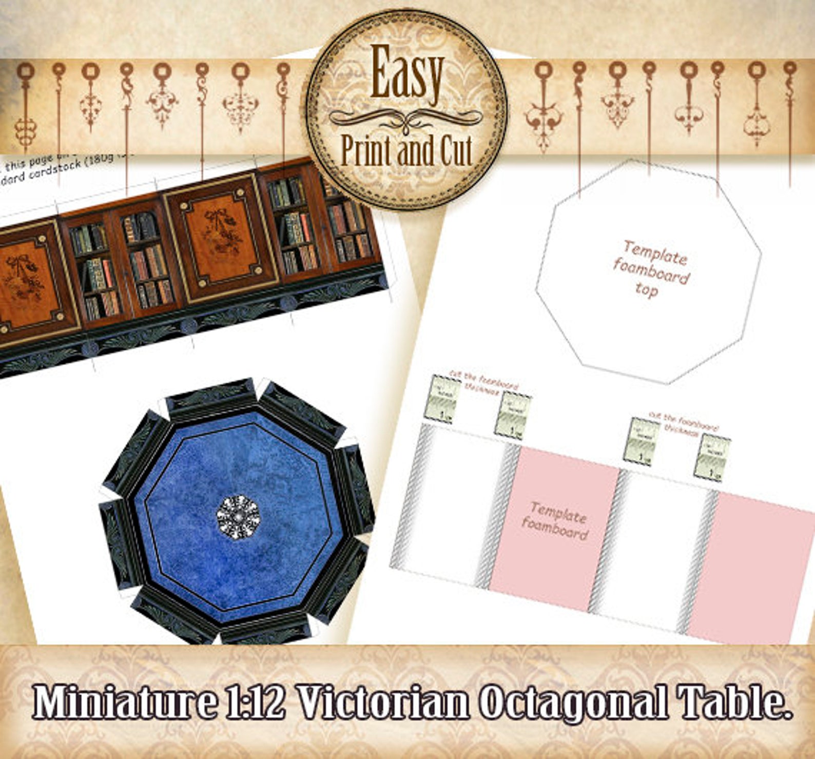 Miniature Dollhouse Victorian Table . INSTANT Digital DOWNLOAD - Etsy