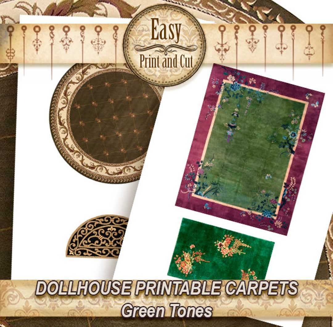 4 Dollhouse Carpets, Green Rugs, Art Deco and Victorian Style ...