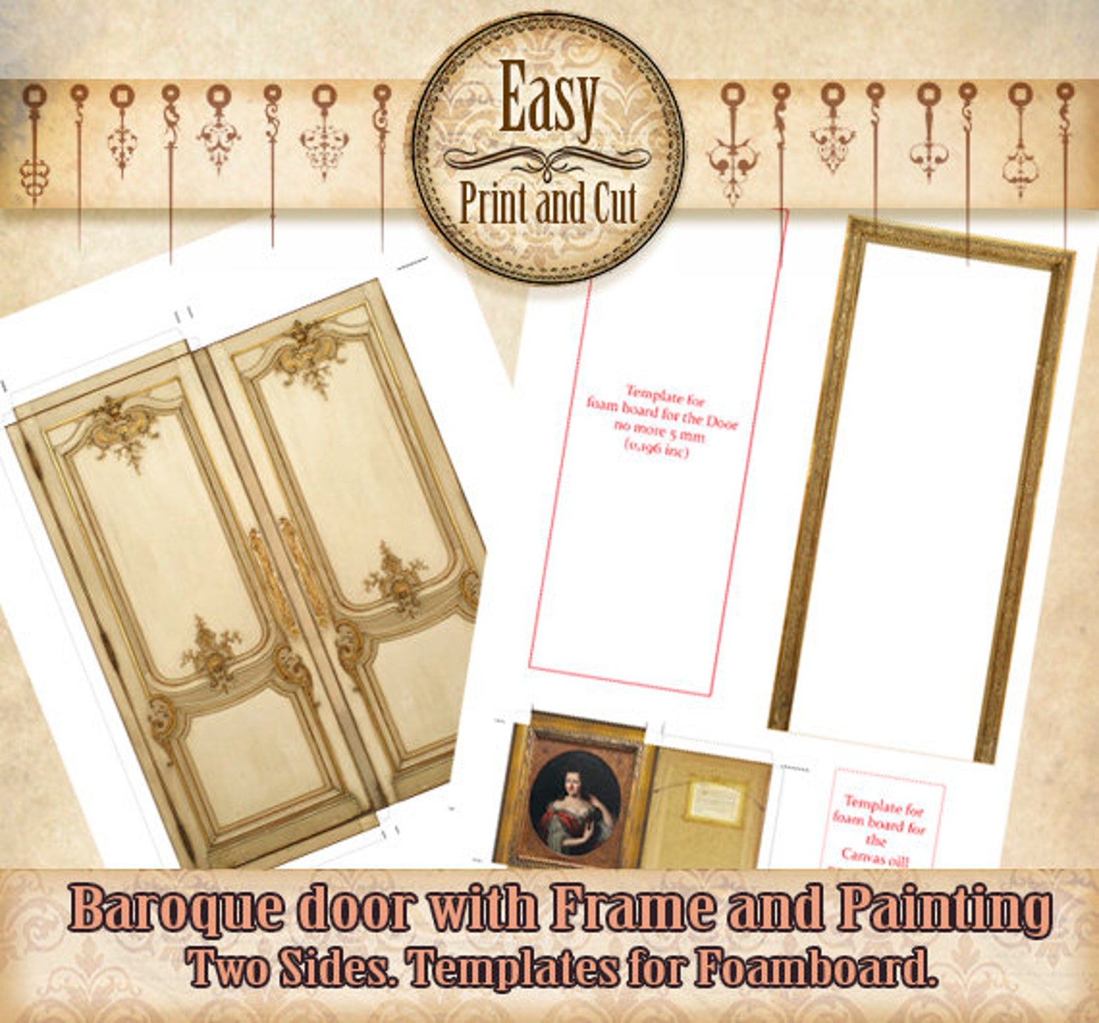 Baroque Door. Door Frame. Framed Art. Two Sides. Templates for - Etsy