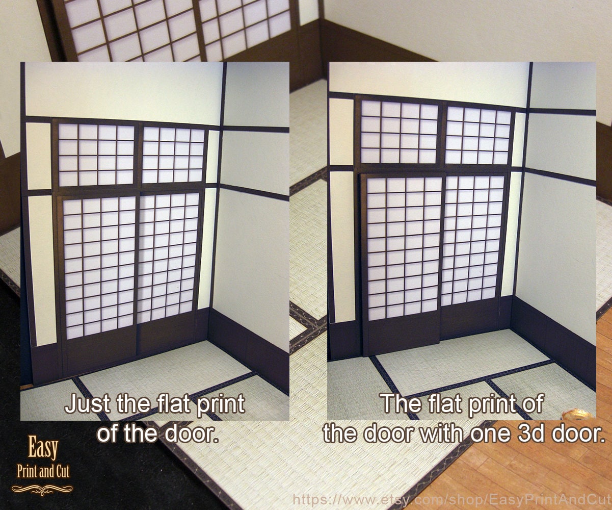 Miniature Printable Japanese Paper Door With Wood Panel and - Etsy ...