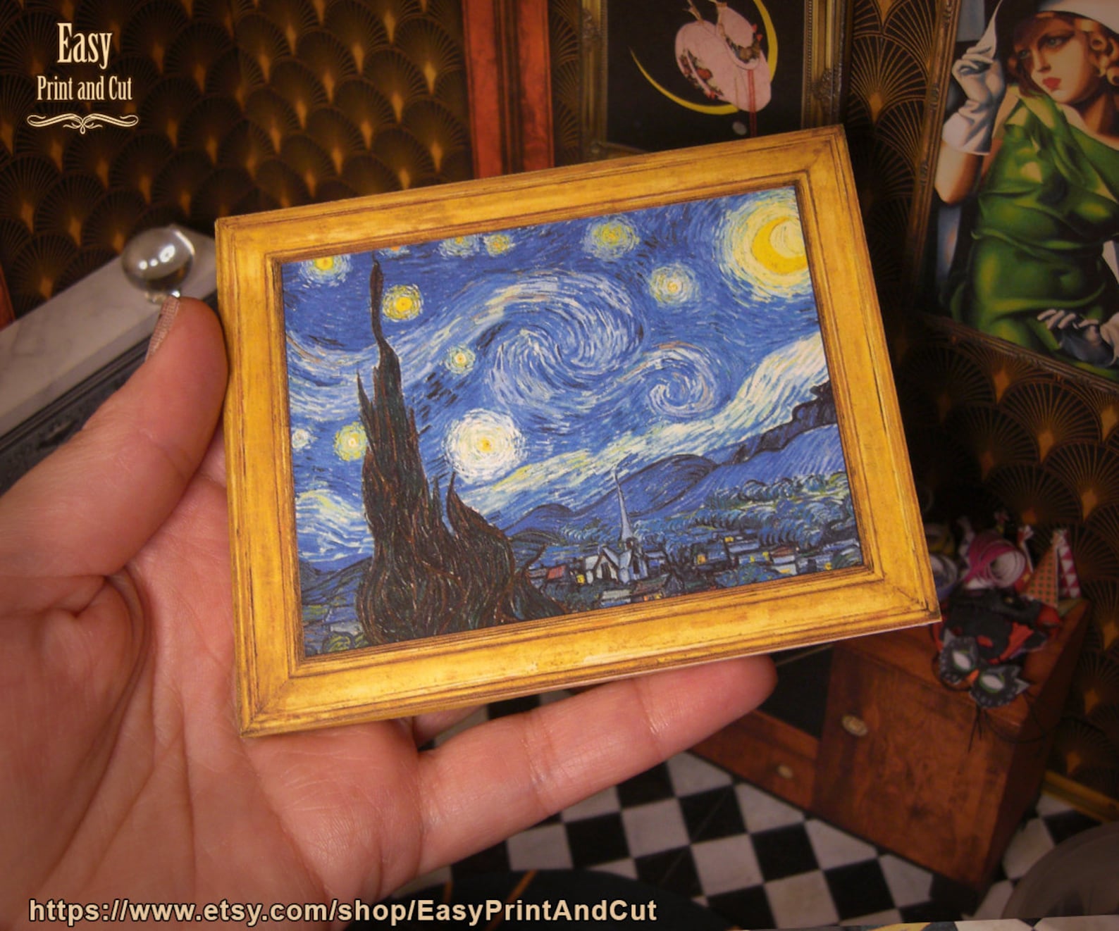Dollhouse Miniature Framed Painting Art Van Gogh the Starry - Etsy