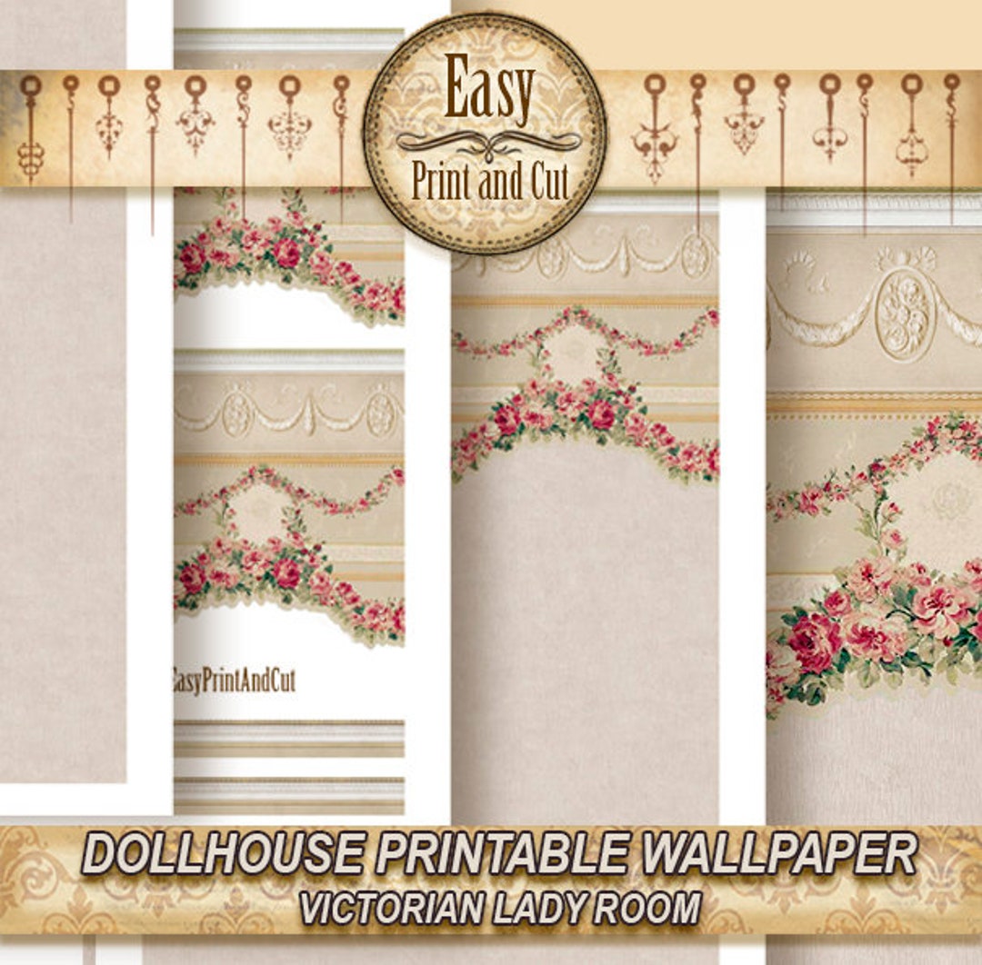 Dollhouse Wallpaper, Victorian Lady Room, 20s, Floral Style, Printable ...