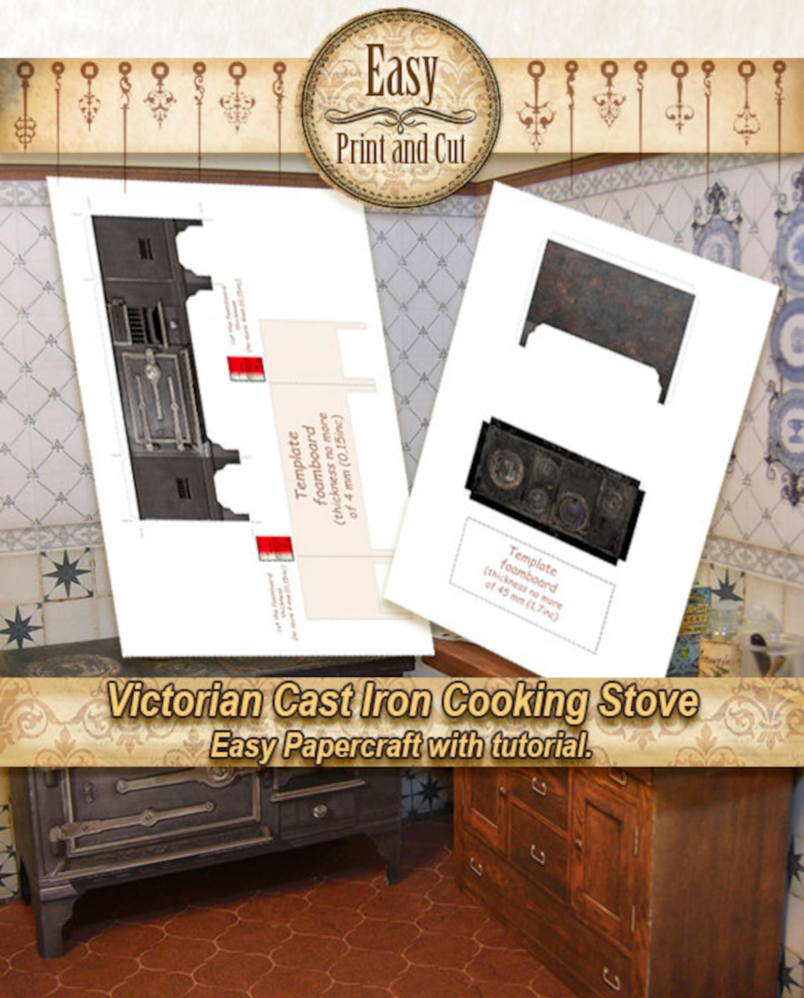 Victorian Cast Iron Cooking Stove 1900 Antique Kitchen. DIGITAL ...