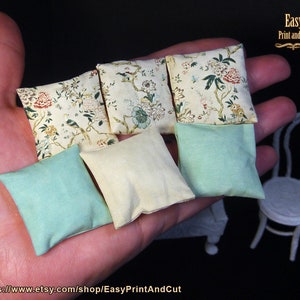 1:12 Printable Miniature Pillows Set. Forest and Birds Embroidery ...