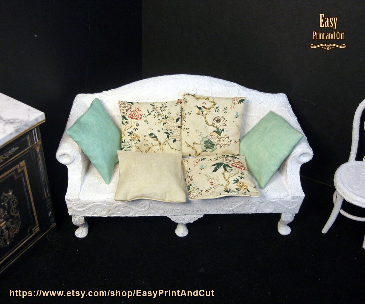 1:12 Printable Miniature Pillows Set. Forest and Birds - Etsy