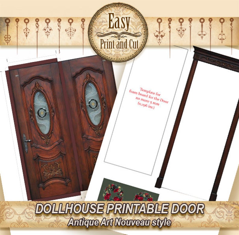 Miniature Printable Door Art Nouveau Style With Door Frame - Etsy
